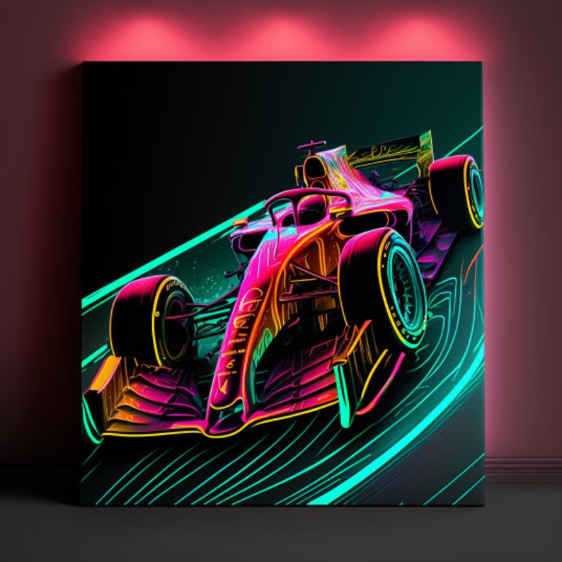 Printable Ferrari F1, Formula One Racing Abstract Neon Art Instant ...