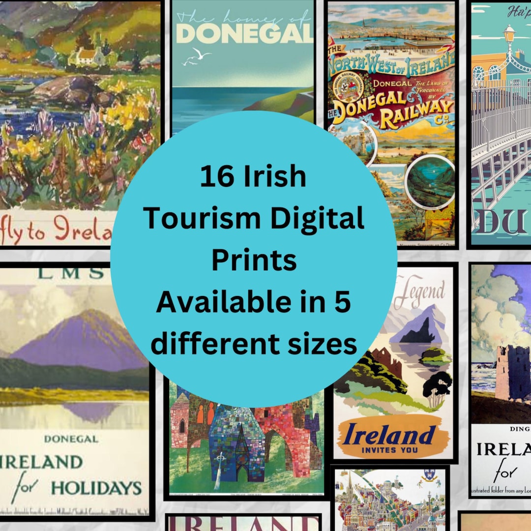 Ireland Travel Printable, Vintage Travel Poster Ireland, Set of 16 ...