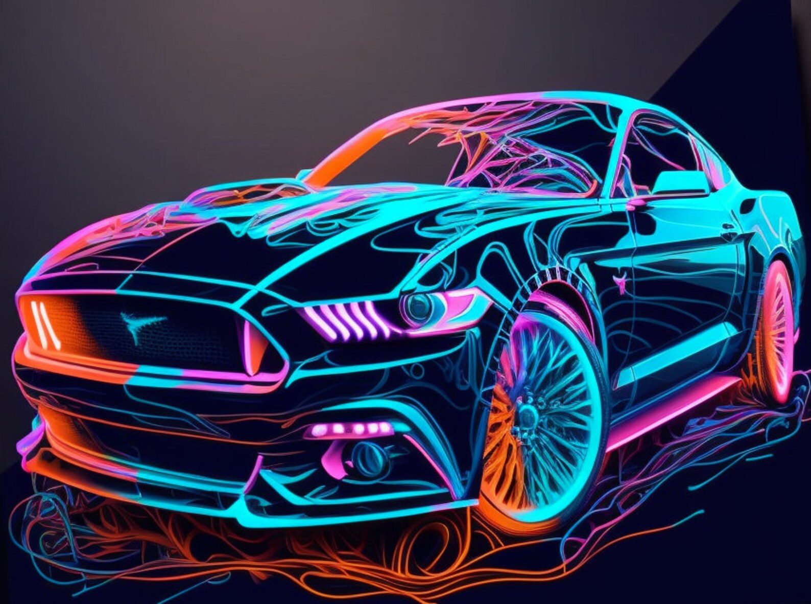 Abstract Neon Art Digital Download of Ford Mustang, Dodge Charger and ...