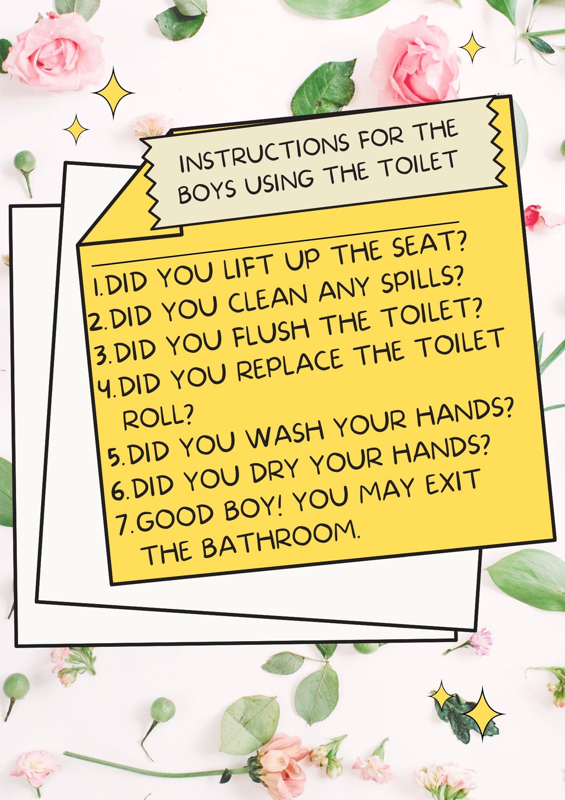 Instructions for the Boys Using the Toilet in the Bathroom A4 Digital ...