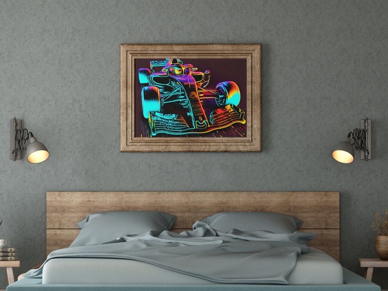Printable Ferrari F1, Formula One Racing Abstract Neon Art Instant ...