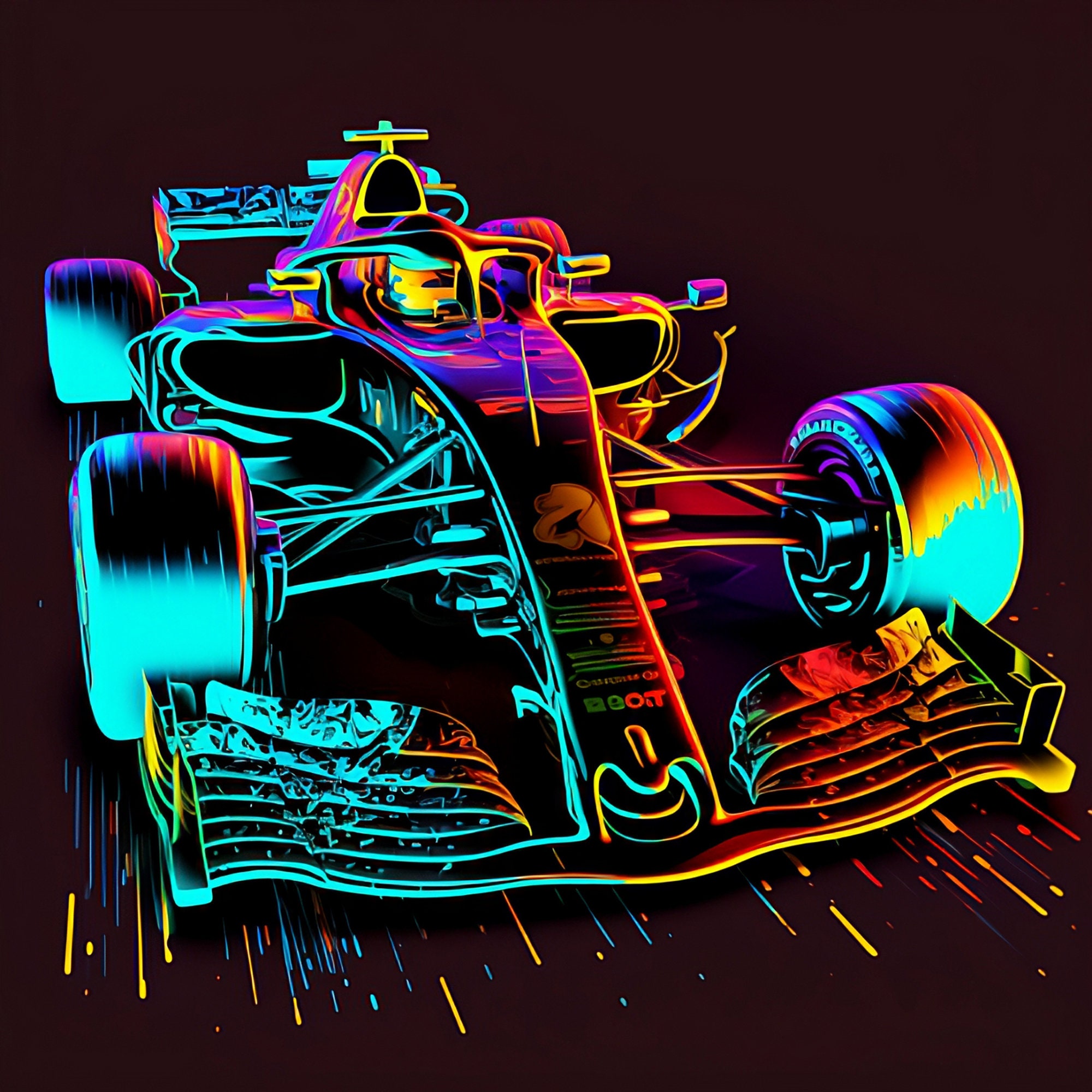 Printable Ferrari F1, Formula One Racing Abstract Neon Art Instant ...