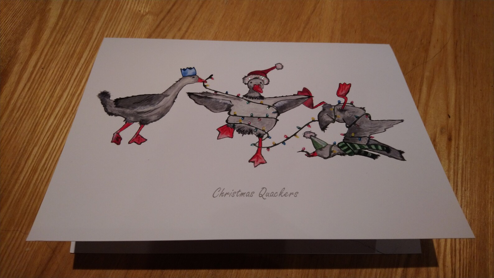 Christmas Quackers Cute Duck Card With Glitter - Etsy