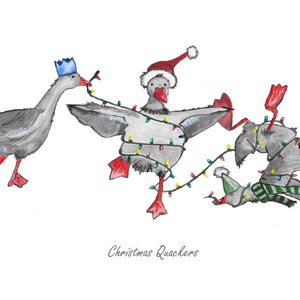 Christmas Quackers Cute Duck Card With Glitter - Etsy