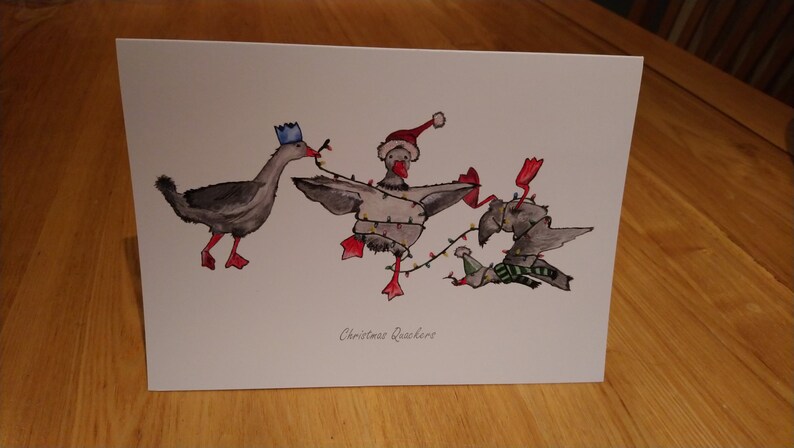 Christmas Quackers Cute Duck Card With Glitter - Etsy
