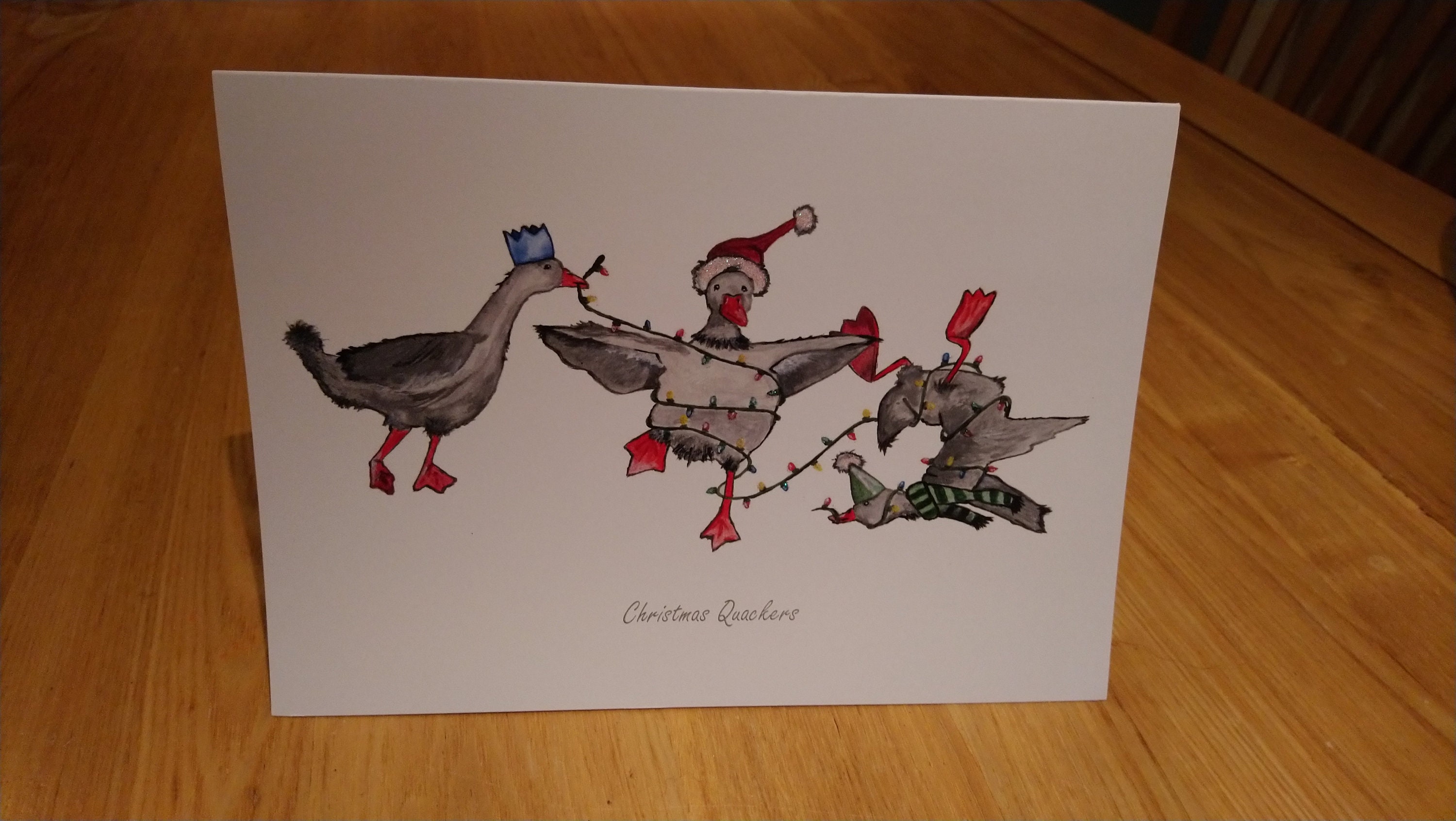 Christmas Quackers Cute Duck Card With Glitter - Etsy