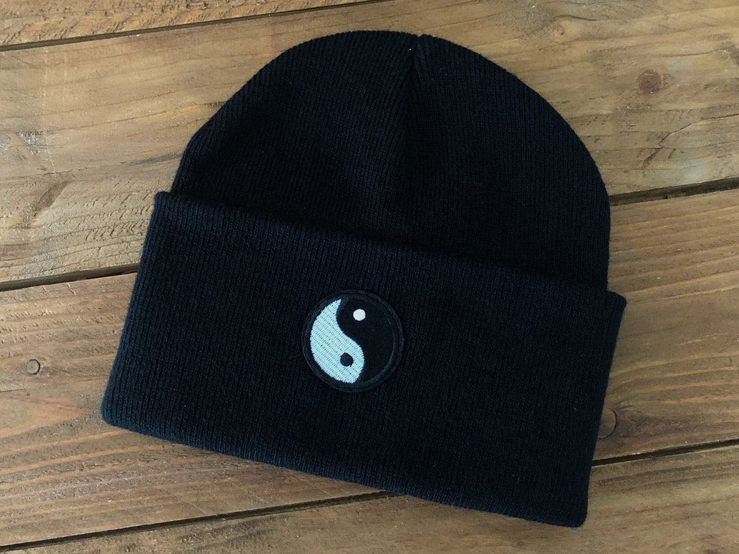 Yin Yang Beanie Hat Black Winter Hat, Yin and Yang Symbol, Spiritual ...