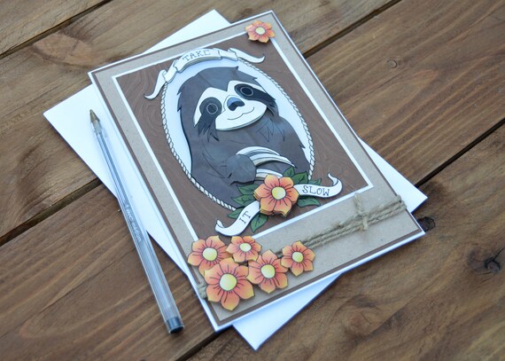 Greeting Cards Paper 3D birthday card Sloth Greetings Card Cute card ...