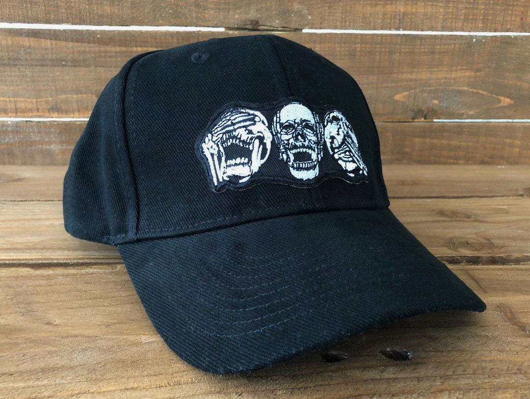 Skull Baseball Cap Three Wise Monkeys Skulls, Black Unisex Cap ...