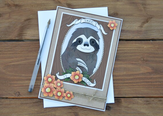 Greeting Cards Paper 3D birthday card Sloth Greetings Card Cute card ...