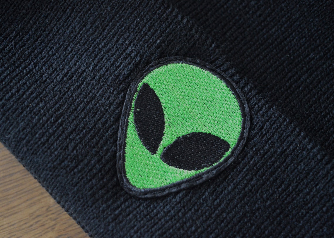 Alien Head Beanie Hat Unisex Beanie Alien Patch Black Hat - Etsy UK