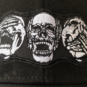 Skull Baseball Cap Three Wise Monkeys Skulls, Black Unisex Cap ...