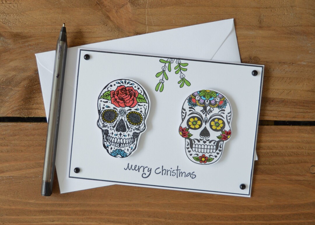 Skull Christmas Card Alternative Christmas Card, Mr and Mrs Card, Sugar ...