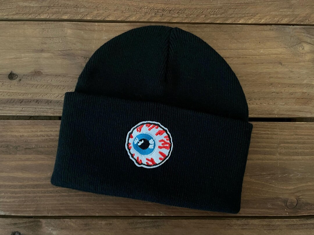 Eyeball Beanie Hat - Spooky Hat Design, Eyeball Embroidery Patch ...