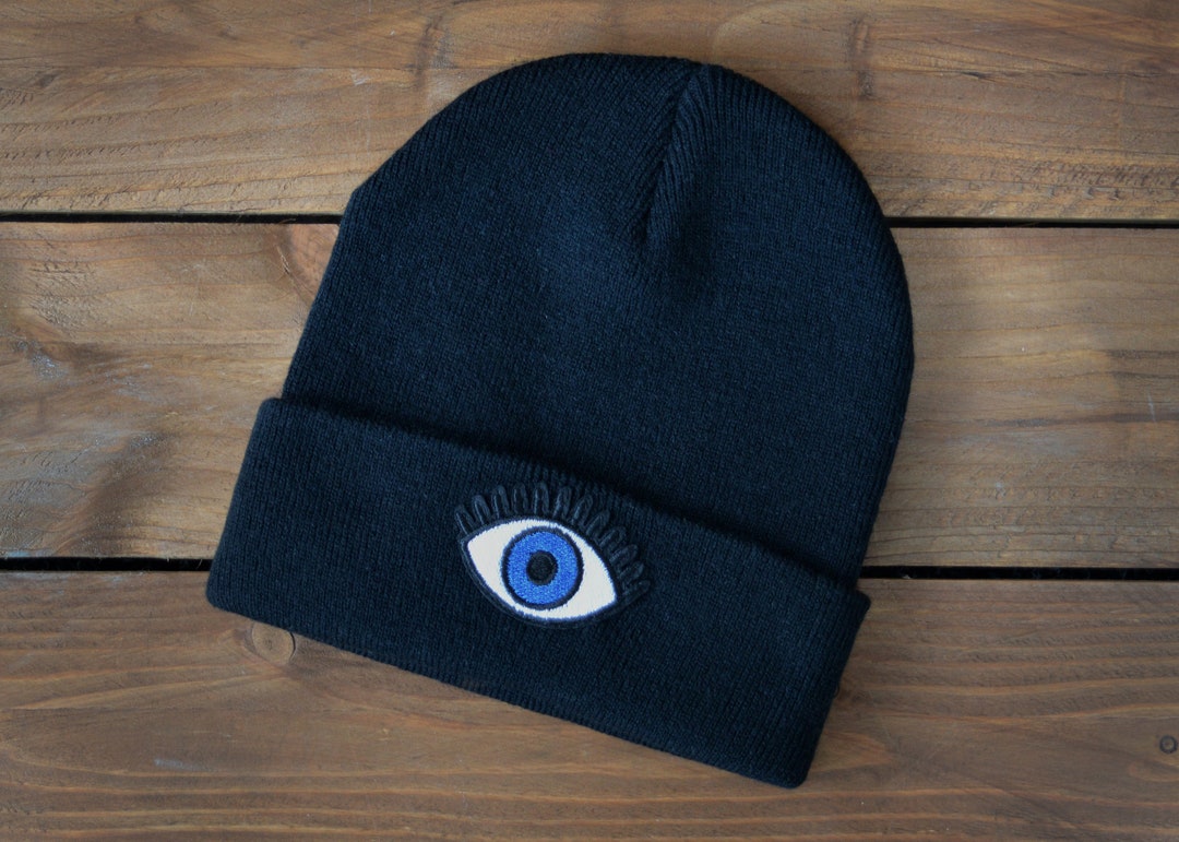 Evil Eye Beanie Hat - Unisex Beanie With Evil Eye Patch, Black ...