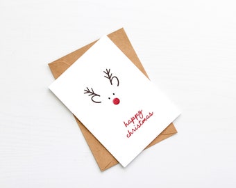 Handmade Christmas Card Reindeer Button - Etsy UK