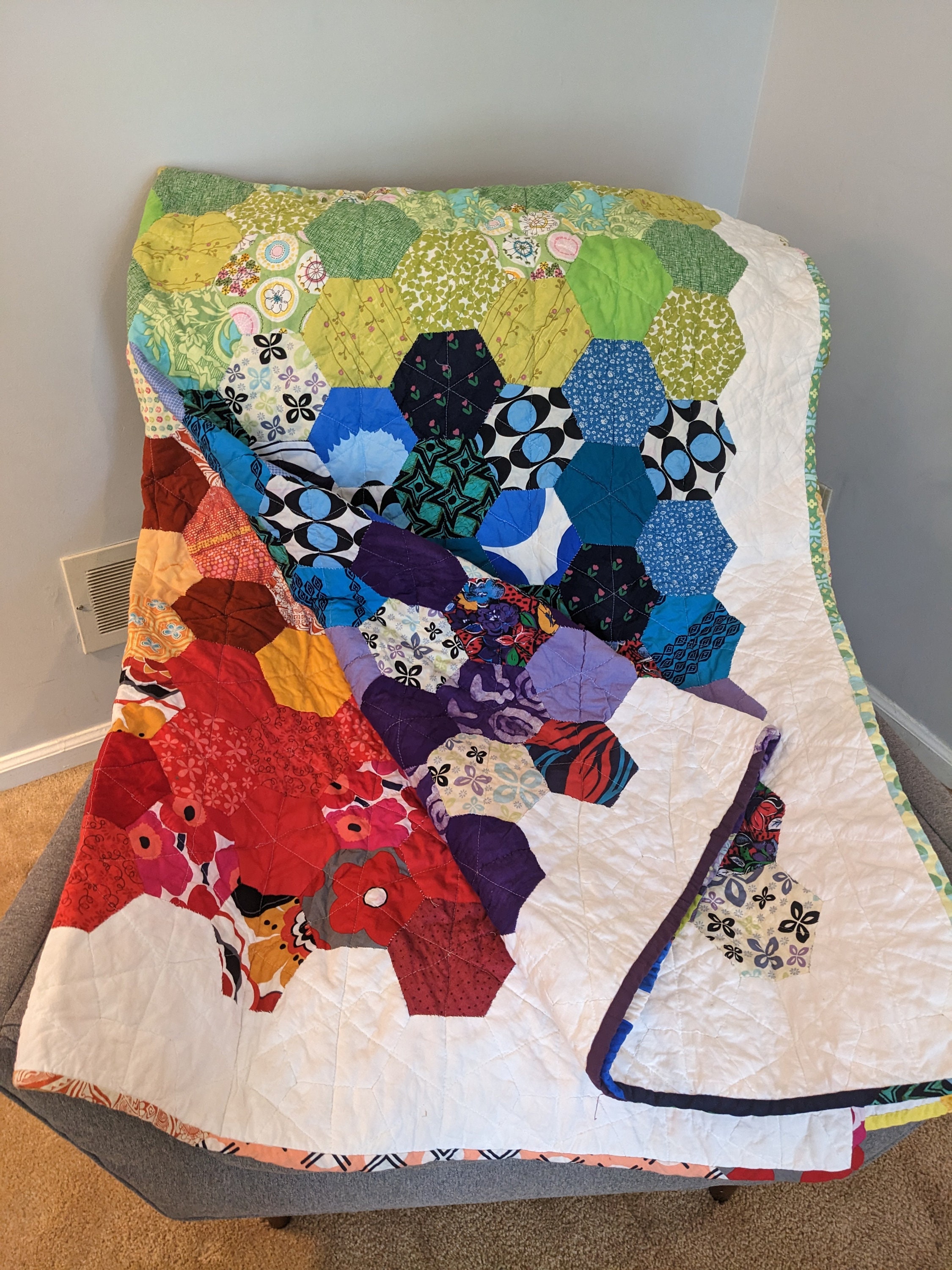 Hexagon Rainbow Quilt - Etsy