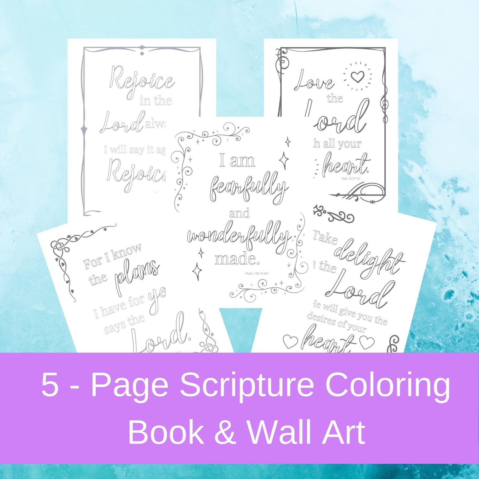 Scripture Coloring Pages Scripture Wall Art Bible Verse | Etsy