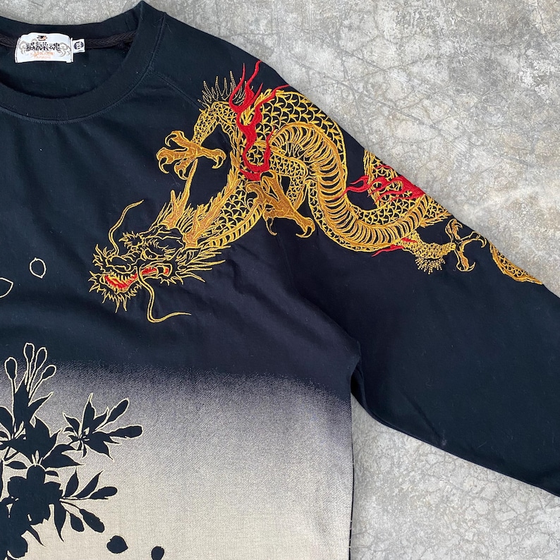 Japanese Brand Karakuri Tamashii Wagara Dragon Sakura Fans Embroidered ...