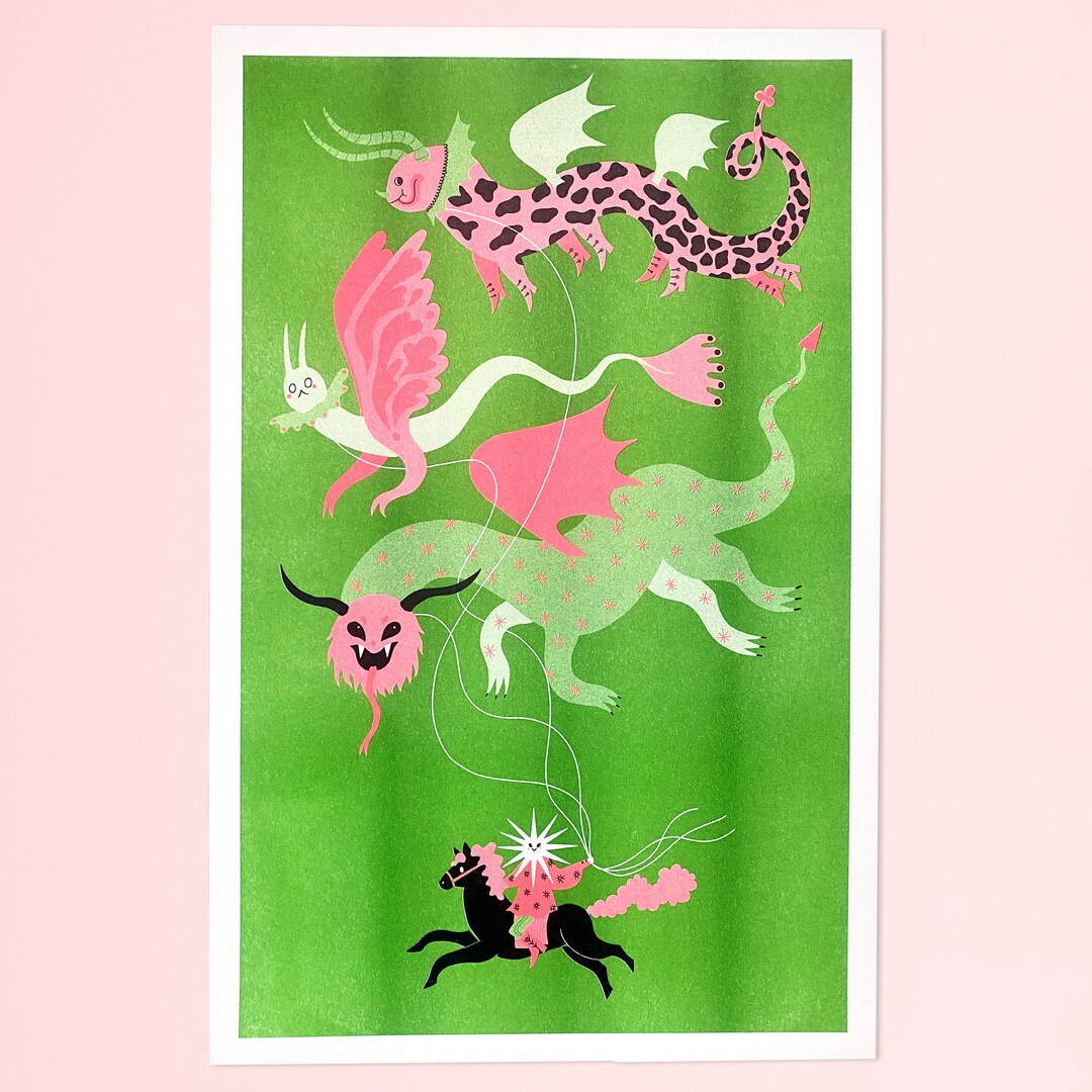 Dragons Dragons Dragons Riso Print - Etsy
