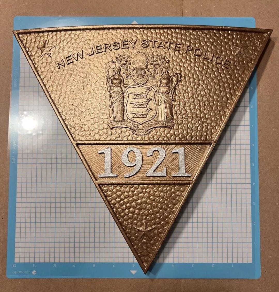 JUMBO Size New Jersey State Police Wall Plaque Sign 12 X 12 X 1.5 Hat ...