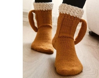 Crochet Beer Mug Socks Father's Day Gift Idea Knit Beer Socks Beer Mug ...