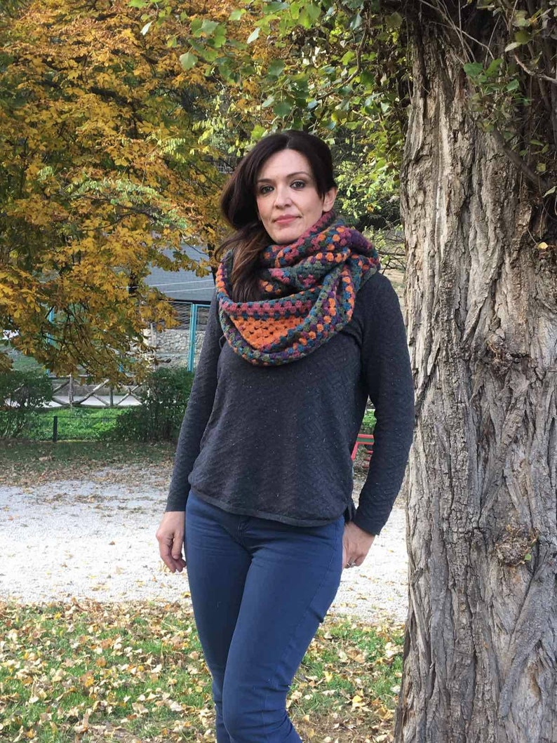 Crochet Infinity Scarf Granny Square Scarf Granny Square - Etsy