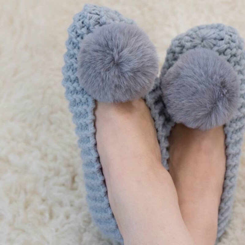 Pom Pom Slippers - Etsy