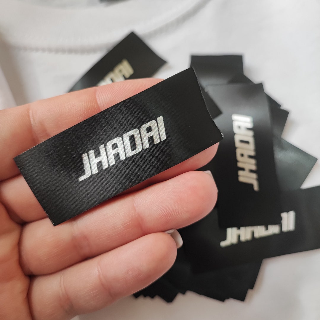 100 Custom Fabric Tags and Labels Satin Ribbon Label Custom Clothing ...