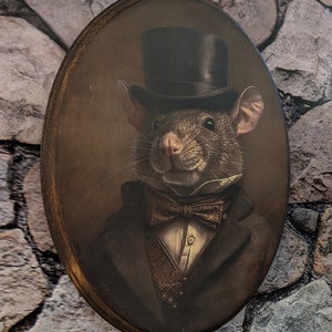 Rat Victorian Portrait Vintage Style Animal Wall Art Wooden Décor ...