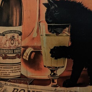 Absinthe Bourgeois Cat Wall Art Wooden Wall Sign - 1902 Absinthe Liquor ...
