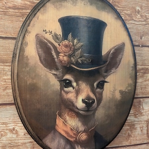 Miss Doe Deer Victorian Portrait - Vintage Style Woodland Animal Wall ...