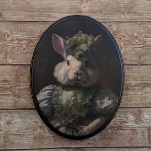 Miss Rabbit Victorian Portrait - Vintage Style Cottagecore Animal Wall ...