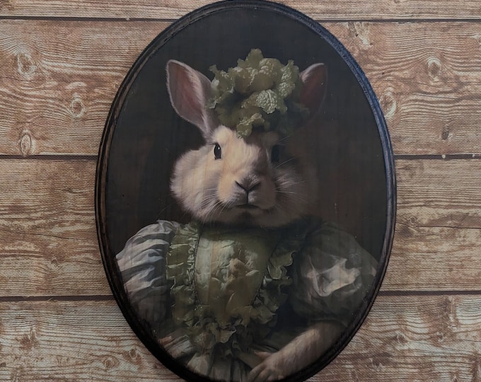 Miss Rabbit Victorian Portrait Vintage Style Cottagecore Animal Wall ...