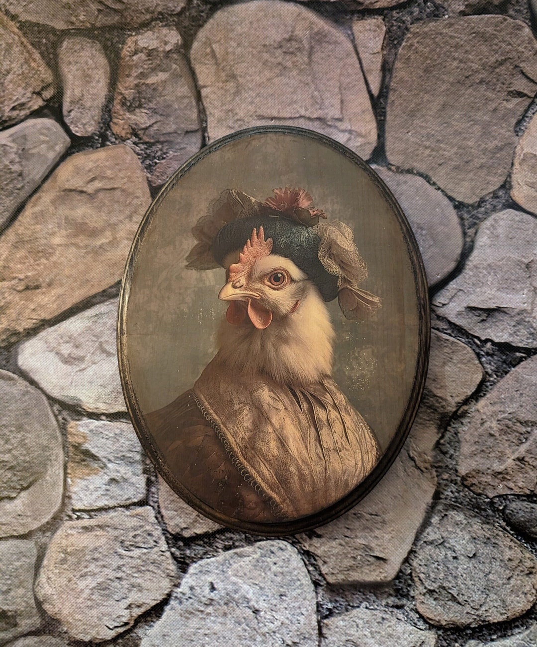 Miss Chicken Hen Victorian Portrait - Vintage Style Cottagecore Farm ...