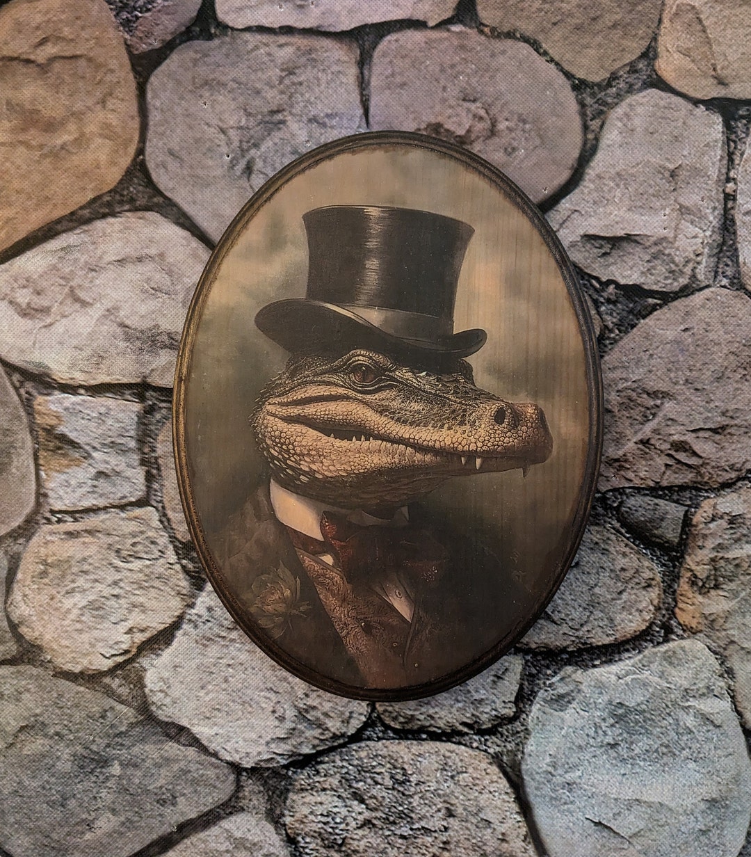Mr Alligator Victorian Portrait Vintage Style Gator - Etsy