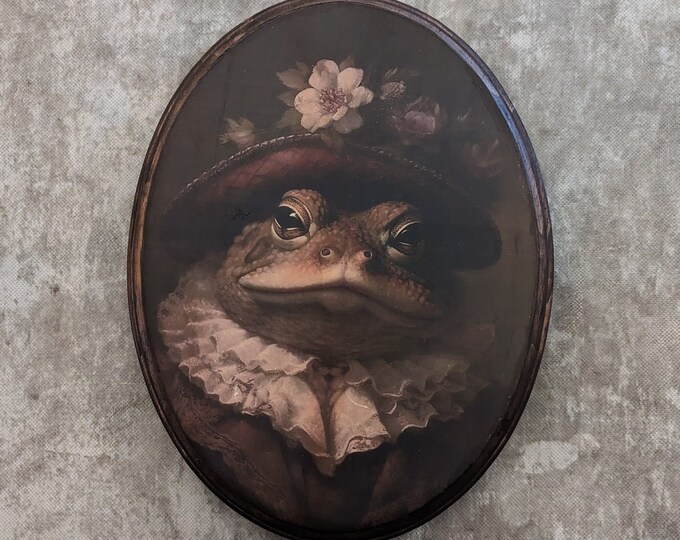 Miss Frog Victorian Portrait Vintage Style Cottagecore Animal Wall Art ...
