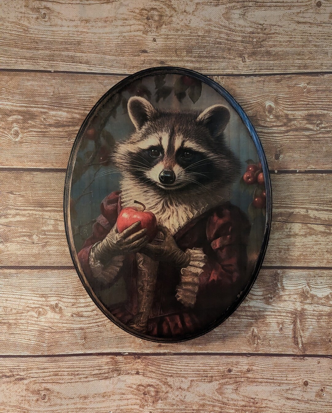 Miss Raccoon With Apple Victorian Portrait - Vintage Style Animal Wall ...