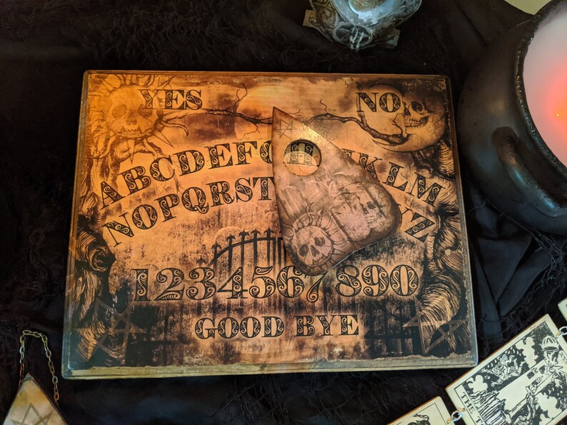 Full Size Wooden Spirit Board With Planchette - Wood Plaque ...