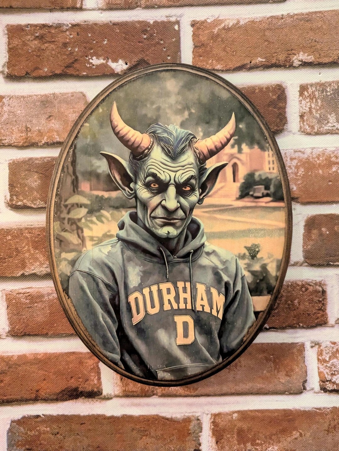Student Blue Devil Portrait Wooden Wall Art - Handmade Wood Plaque Sign ...