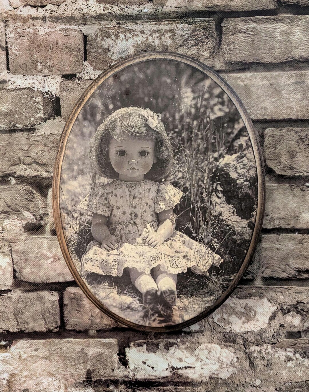 Old Creepy Doll Wood Wall Art - Sepia Photography Wall Art - Handmade ...