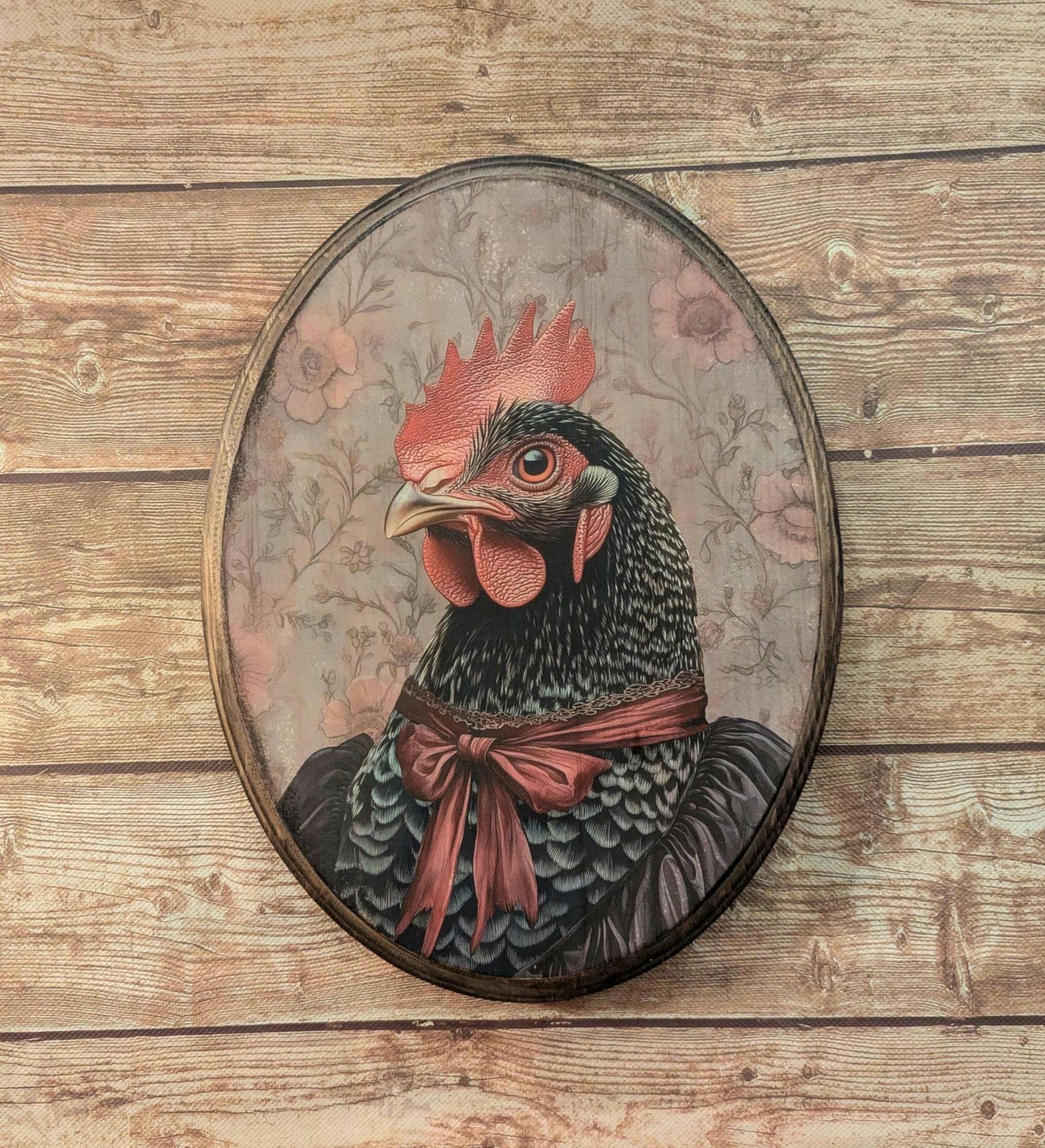 Miss Barred Rock Chicken Hen Victorian Portrait - Vintage Style Farm ...