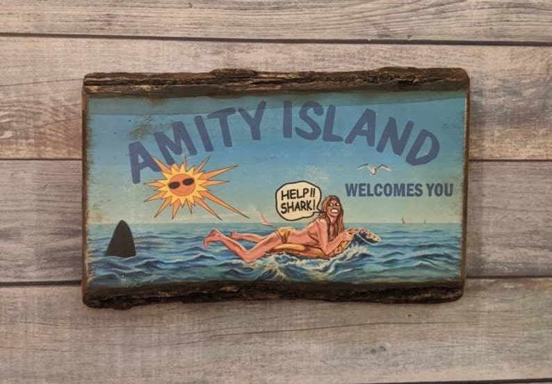 Bark Edged Amity Island Jaws Wooden Wall Plaque Sign Jaws - Etsy