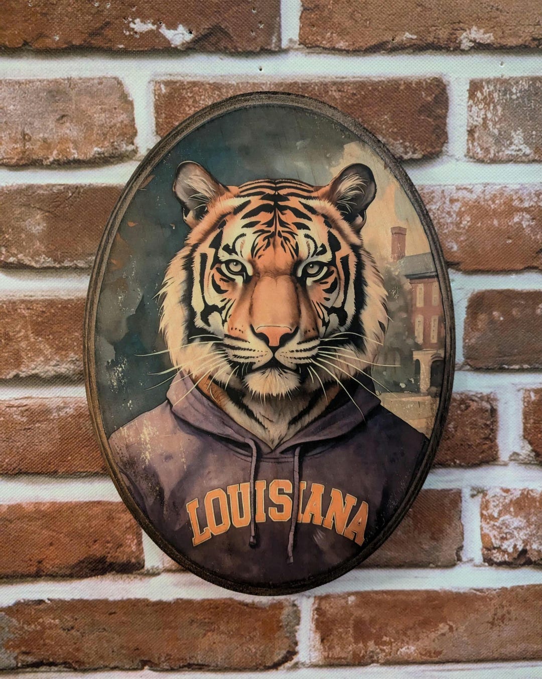 Student Tiger Portrait Wooden Wall Art - Handmade Wood Plaque Sign ...