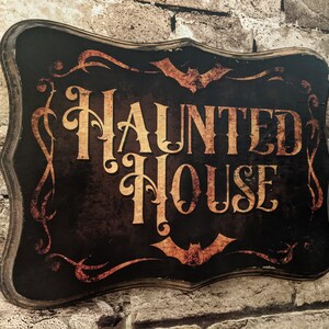 Haunted House Distressed Wall Plaque Sign - Wood Plaque Sign Handmade ...