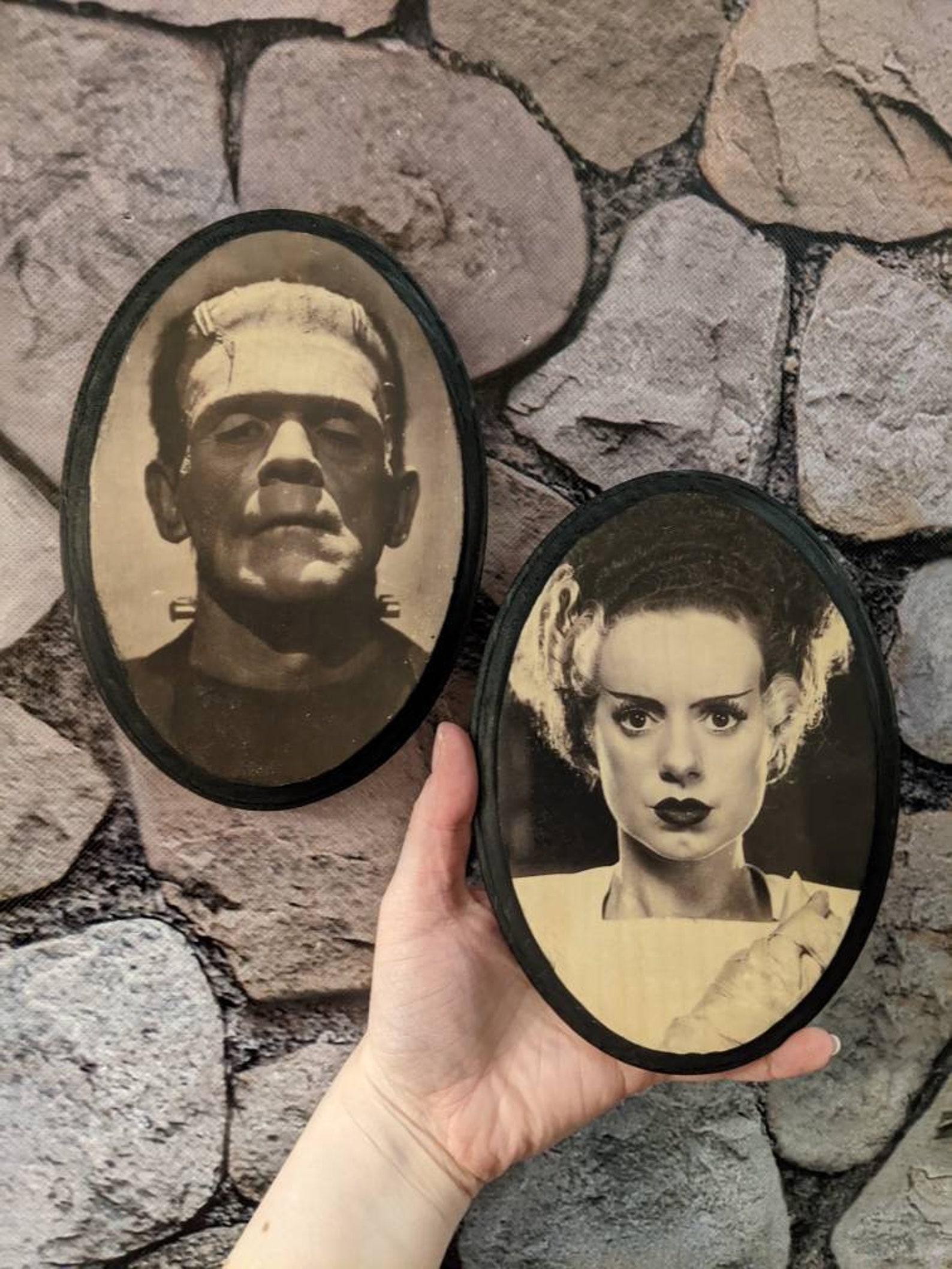 MINI Frankenstein and Bride of Frankenstein Set of 2 Portraits - Etsy
