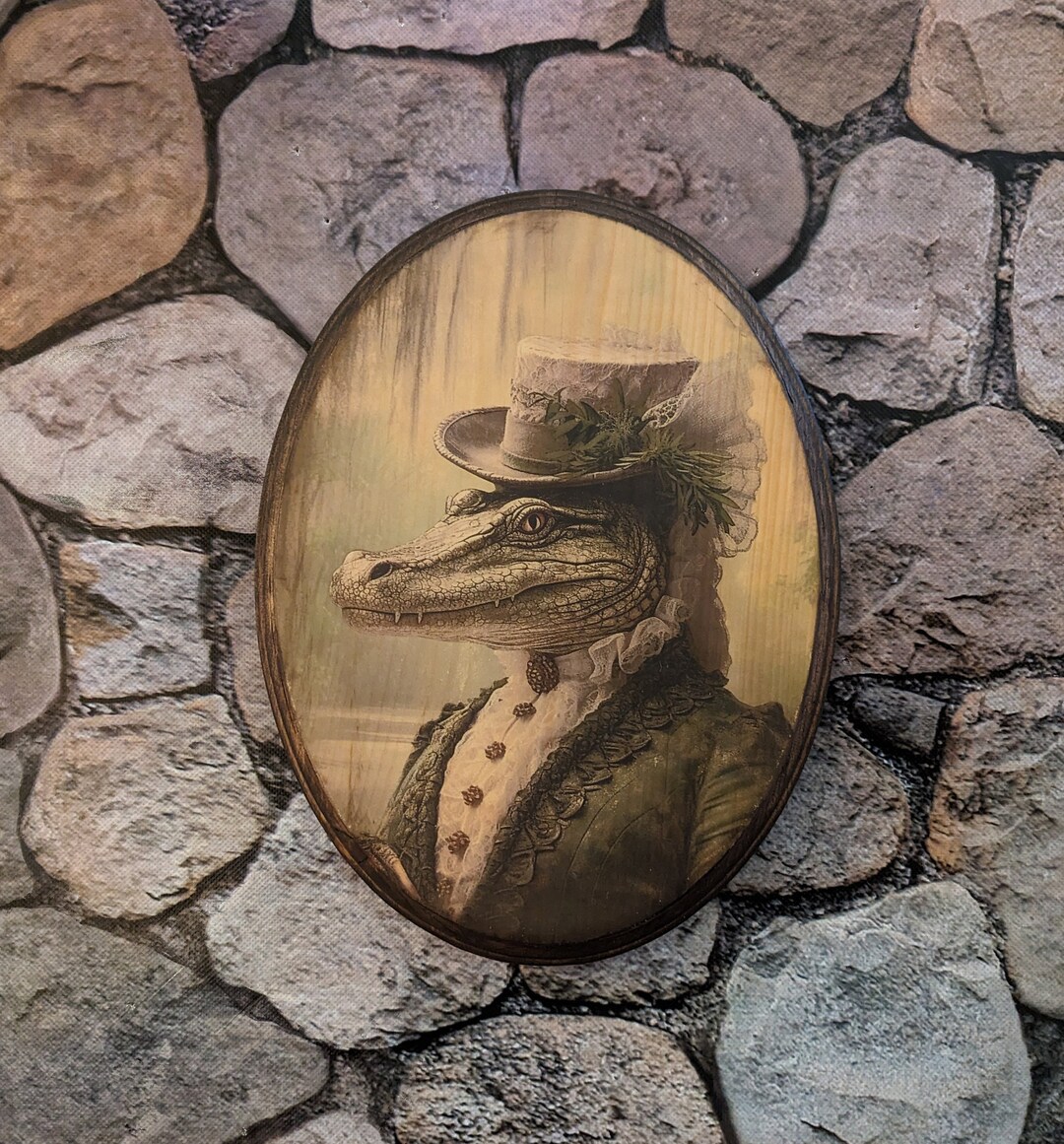 Miss Alligator Victorian Portrait Vintage Style Gator - Etsy