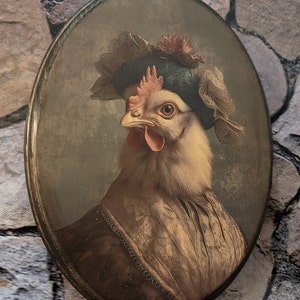 Miss Chicken Hen Victorian Portrait - Vintage Style Cottagecore Farm ...