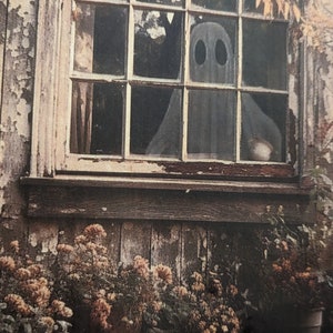 Vintage Ghost Looking Out Window - Halloween Fall Gothic Wall Art ...