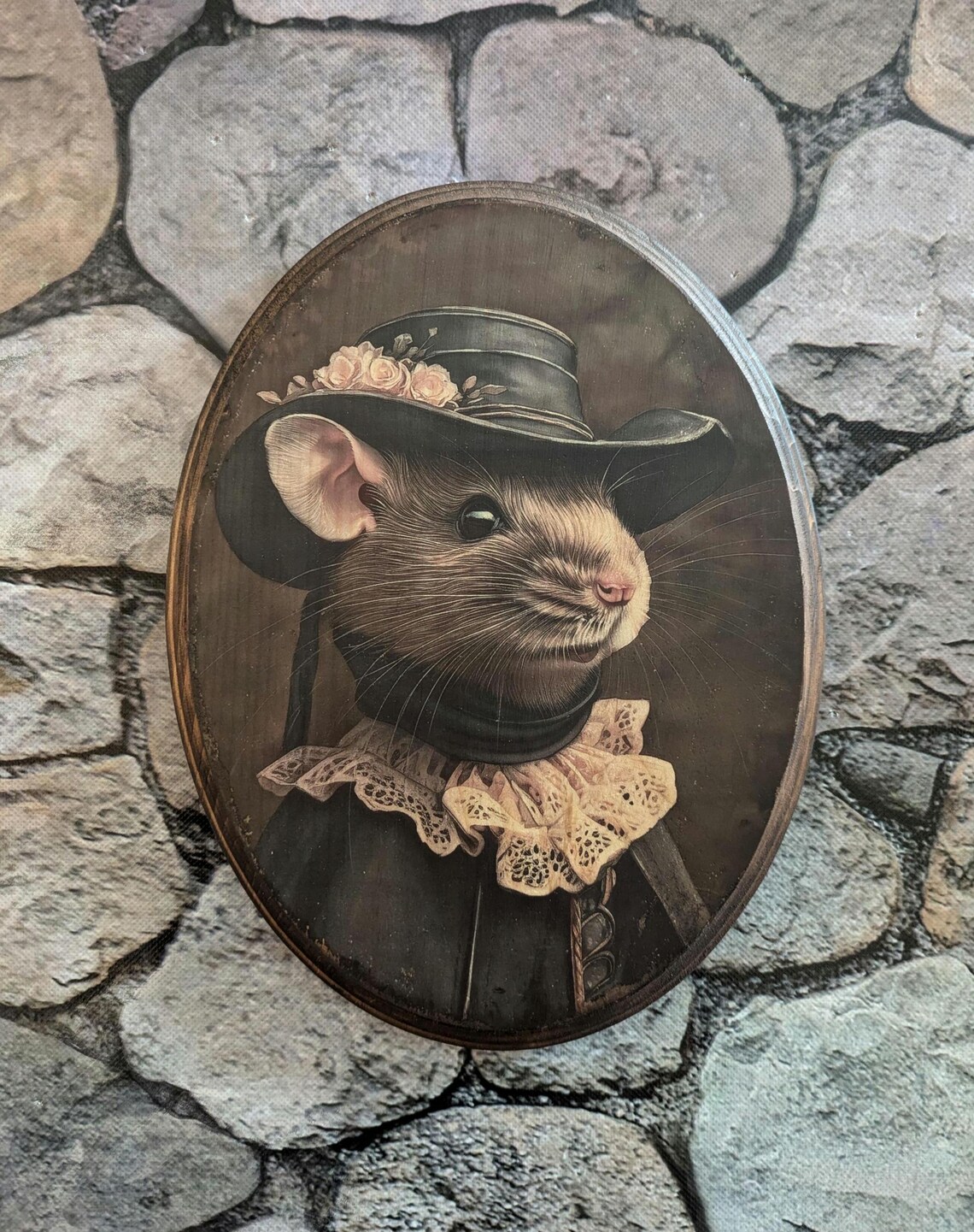 Miss Rat Victorian Wood Portrait - Vintage Style Animal Wall Art ...
